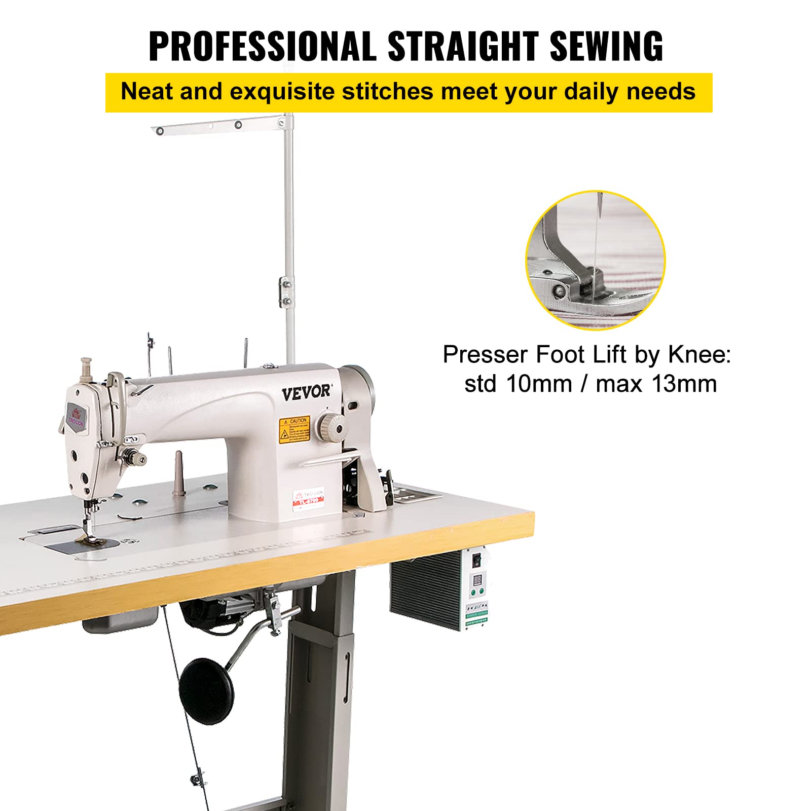 VEVOR Industrial Sewing Machine DDL8700 Lockstitch Sewing Machine with Servo Motor + Table Stand Commercial Grade Sewing Machine for Sewing