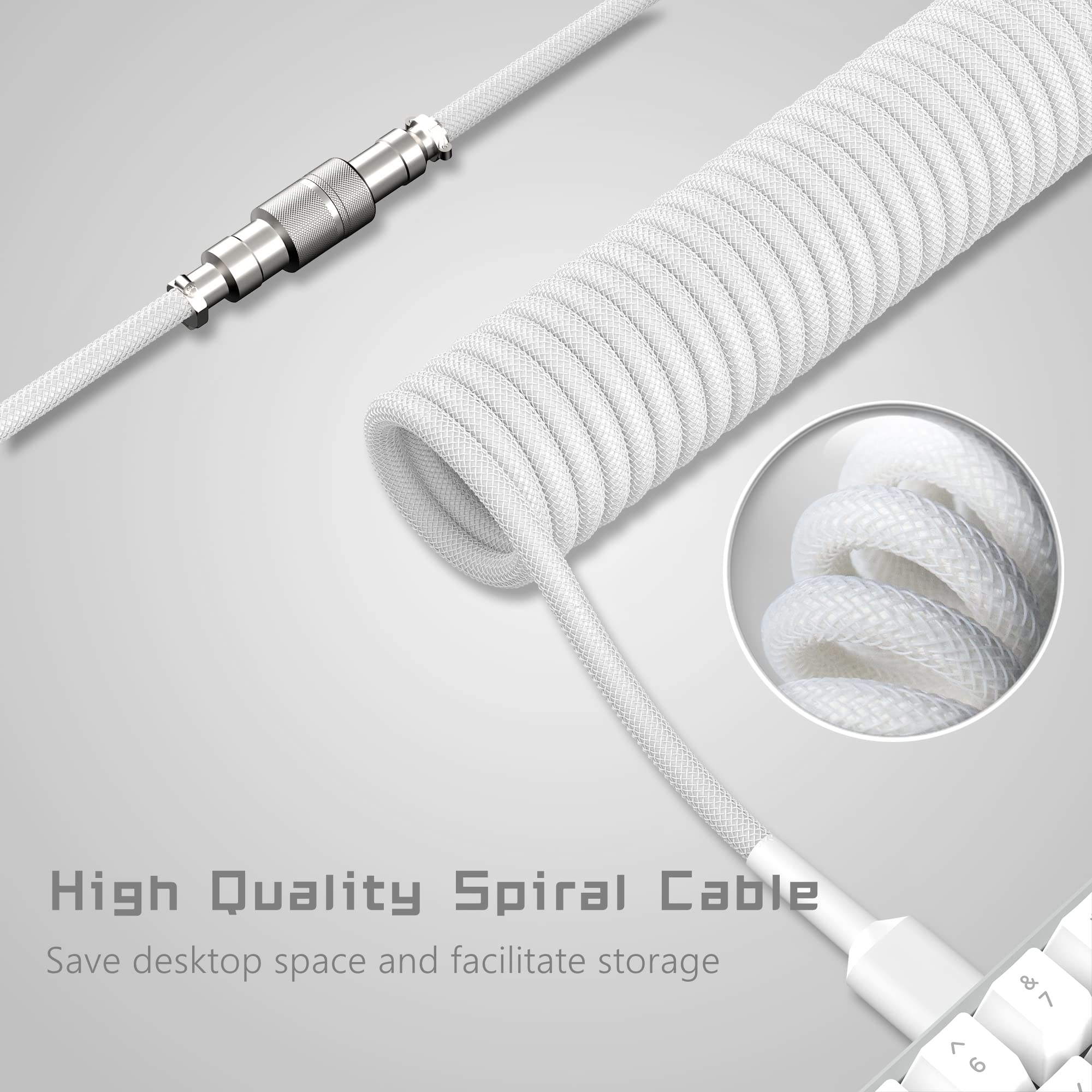 Womier K66 65% Mechanical Keyboard Hot-Swappable Ultra-Compact RGB Gaming Keyboard + XVX Coiled Cable - Detachable Aviator Coiled Keyboard Cable Type C to USB A