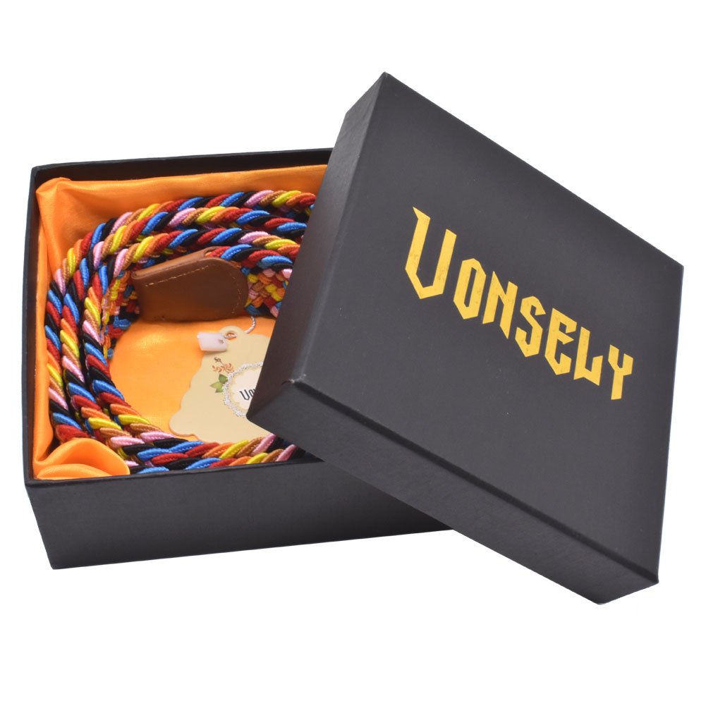 VONSELY Stretch Belt, Elastic Belts Braided Fabric Belt Colorful Woven Belts for Men and Women,Candy Color