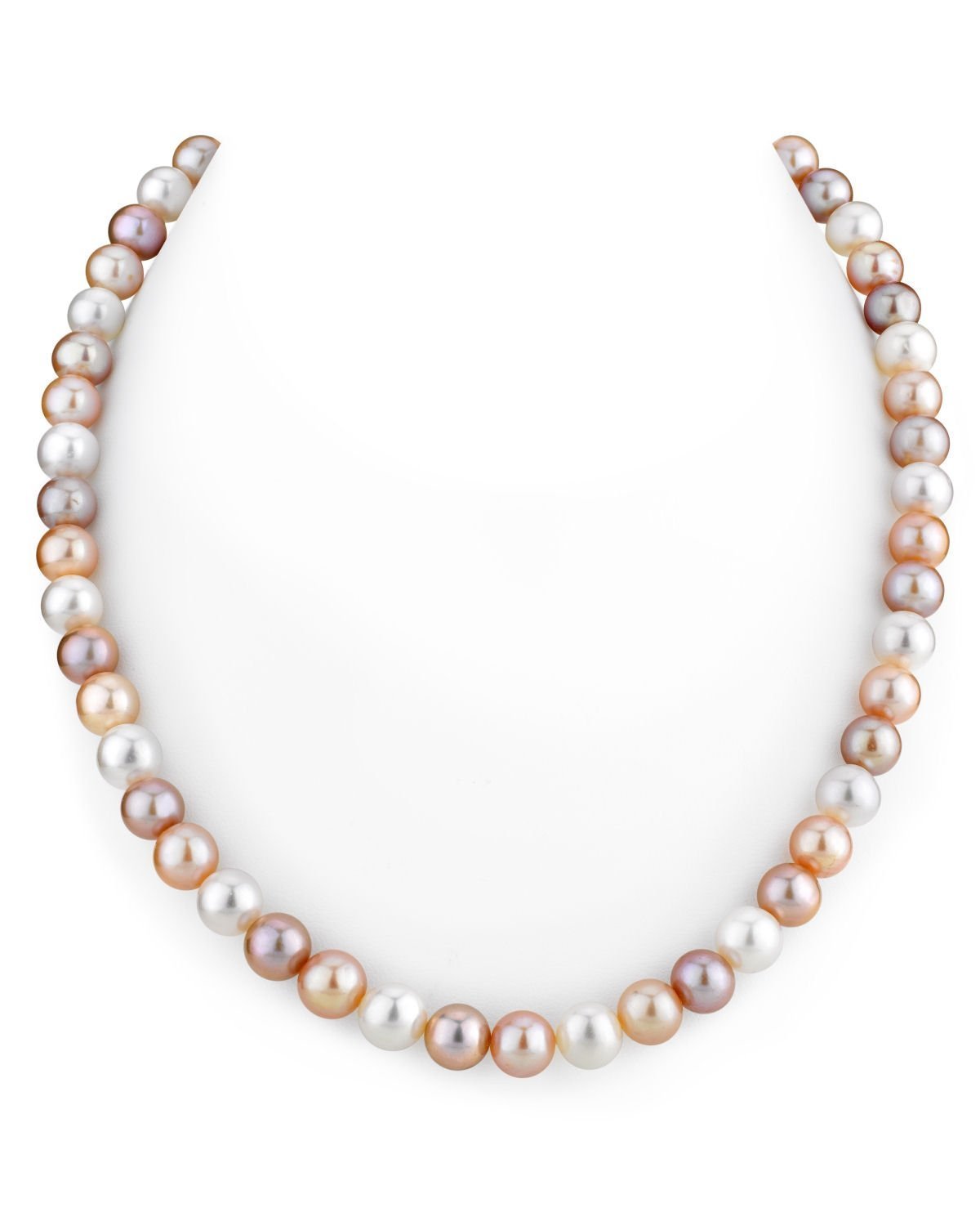 The Pearl Source 14K Gold 7-8mm AAAA Quality Multicolor Freshwater Cultured Pearl Necklace for Women in 18" Princess Length