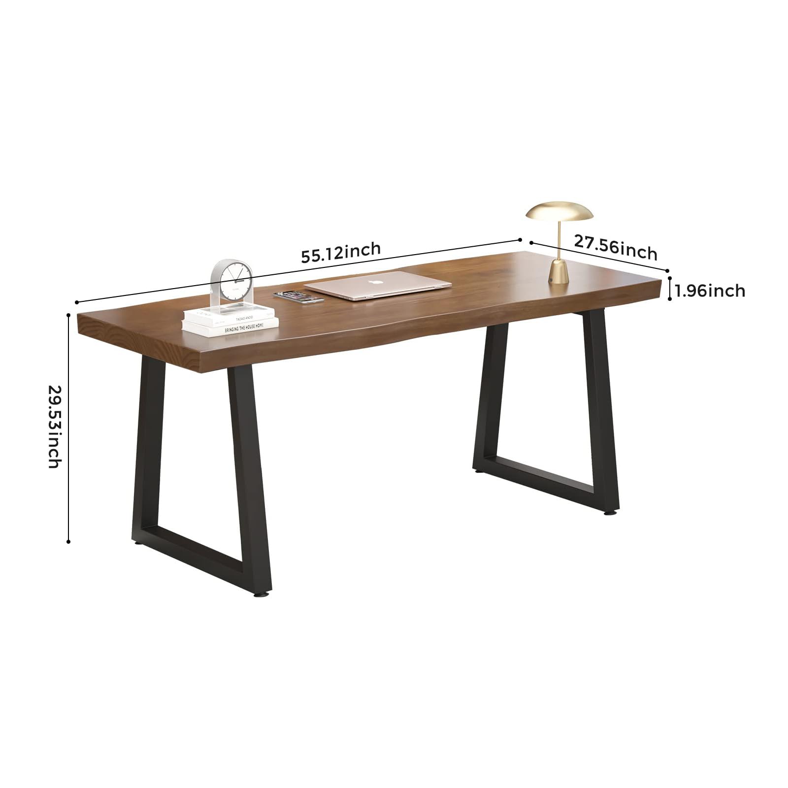 Sihtengxxhongs Modern Gaming Workbench Solid Wood Computer Desk - Rustic Brown 55-inch | Home Office Desk