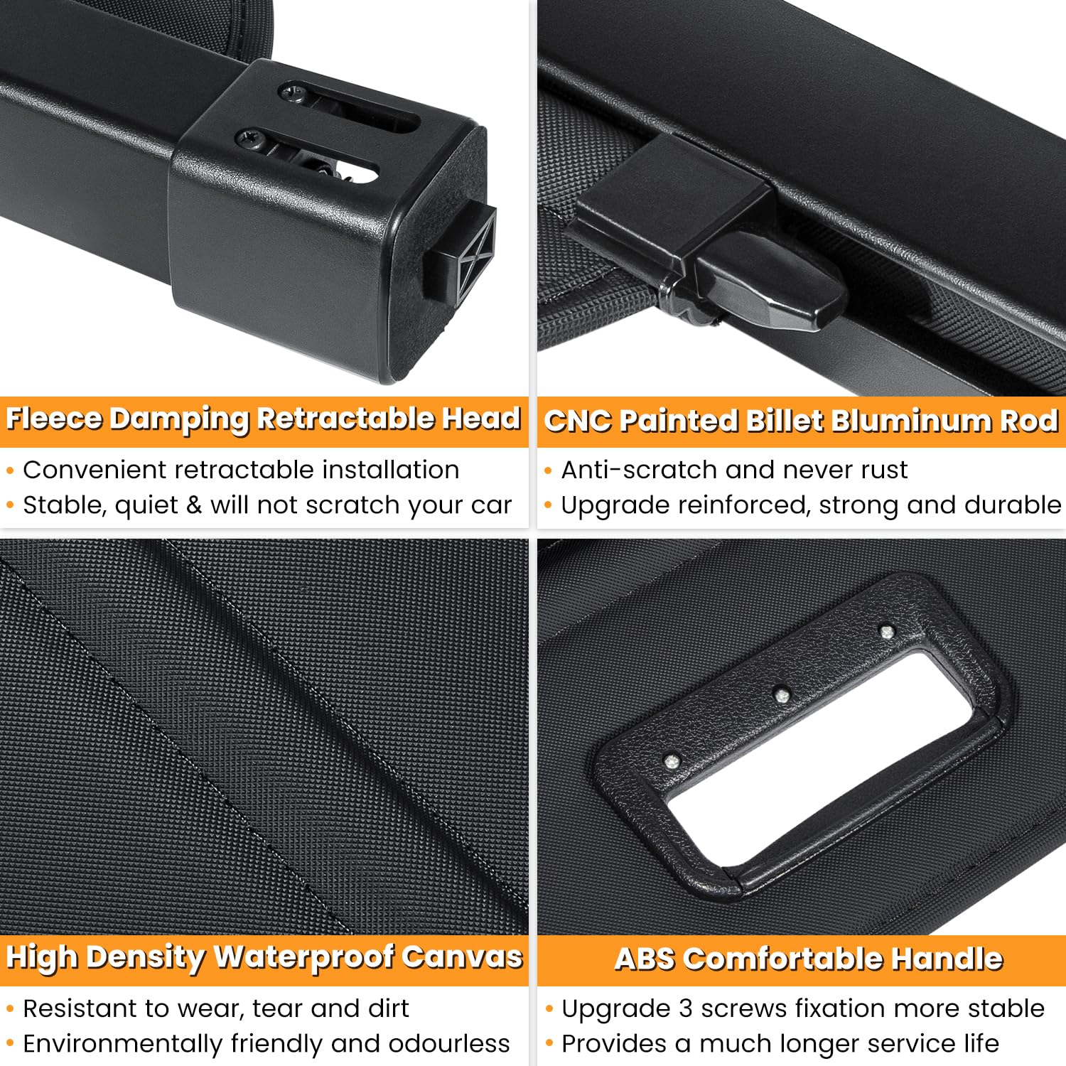 Trunk Cargo Cover for Ford Escape 2013 2014 2015 2016 2017 2018 2019 Retractable Rear Trunk Cargo Luggage Security Shade Cover Shield Interior Accessories Waterproof All Weather (Black)