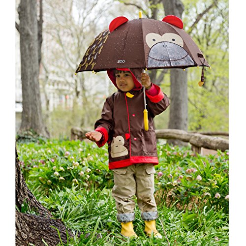 Skip Hop Zoo Little Kid-Toddler Hooded Raincoat for Boys/Girls, Monkey, Brown (Size 2)