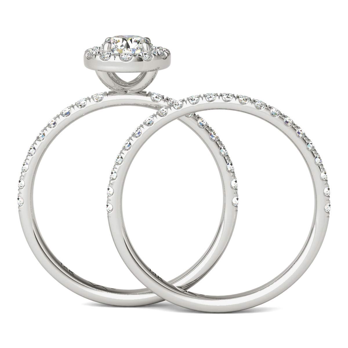 VAARYA Natural Diamonds Wedding Ring Bridal Set AGS Certified 14K White Gold 1.00 Ct. tw. GH/SI2-I1