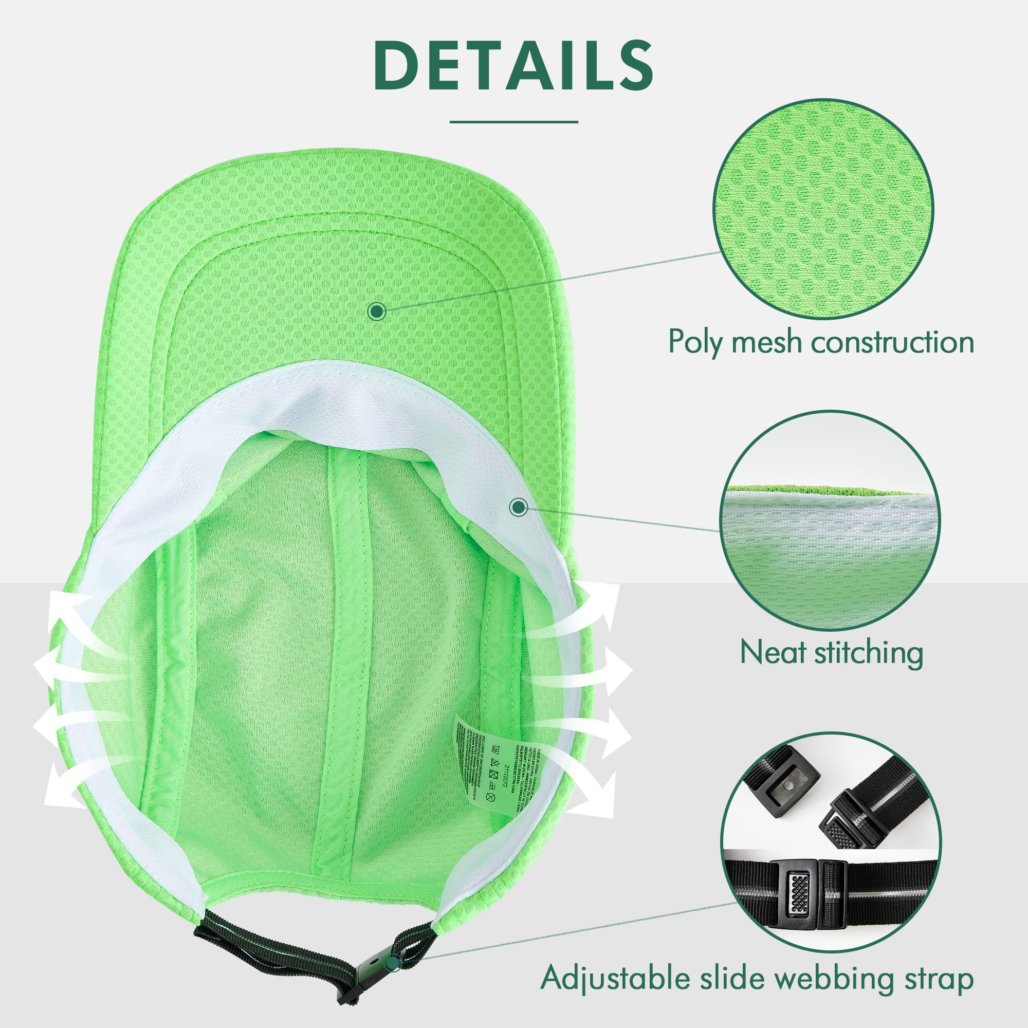 zowya Breathable Quick Drying Outdoor Sport Hat Evaporate Sweat Unstructured Running Climbing, Golf Cap for Men Women Paradise Green