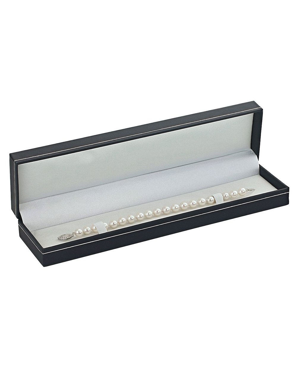The Pearl Source 14K Gold 8-9mm AAA Quality Round White Freshwater Cultured Pearl Bracelet for Women