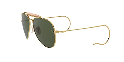 Ray-Ban RB3030 Outdoorsman I Aviator Sunglasses, Shiny Gold/G-15 Green, 58 mm