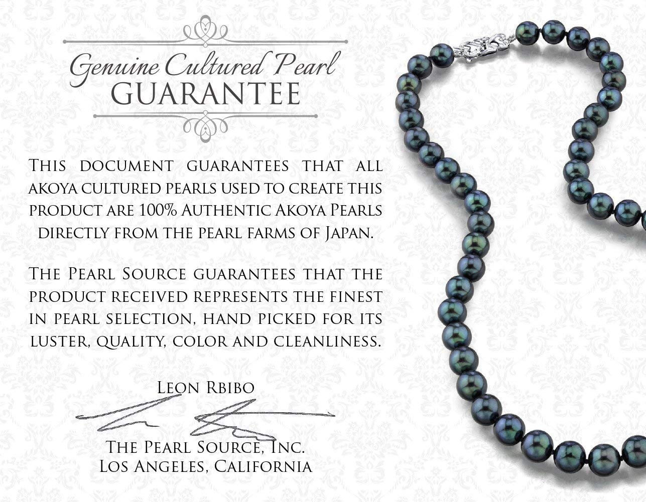 The Pearl Source Pearl Bracelet for Women 5.5-6.0mm Black Japanese Akoya Cultured Pearls in AA+ Quality with 14K Gold