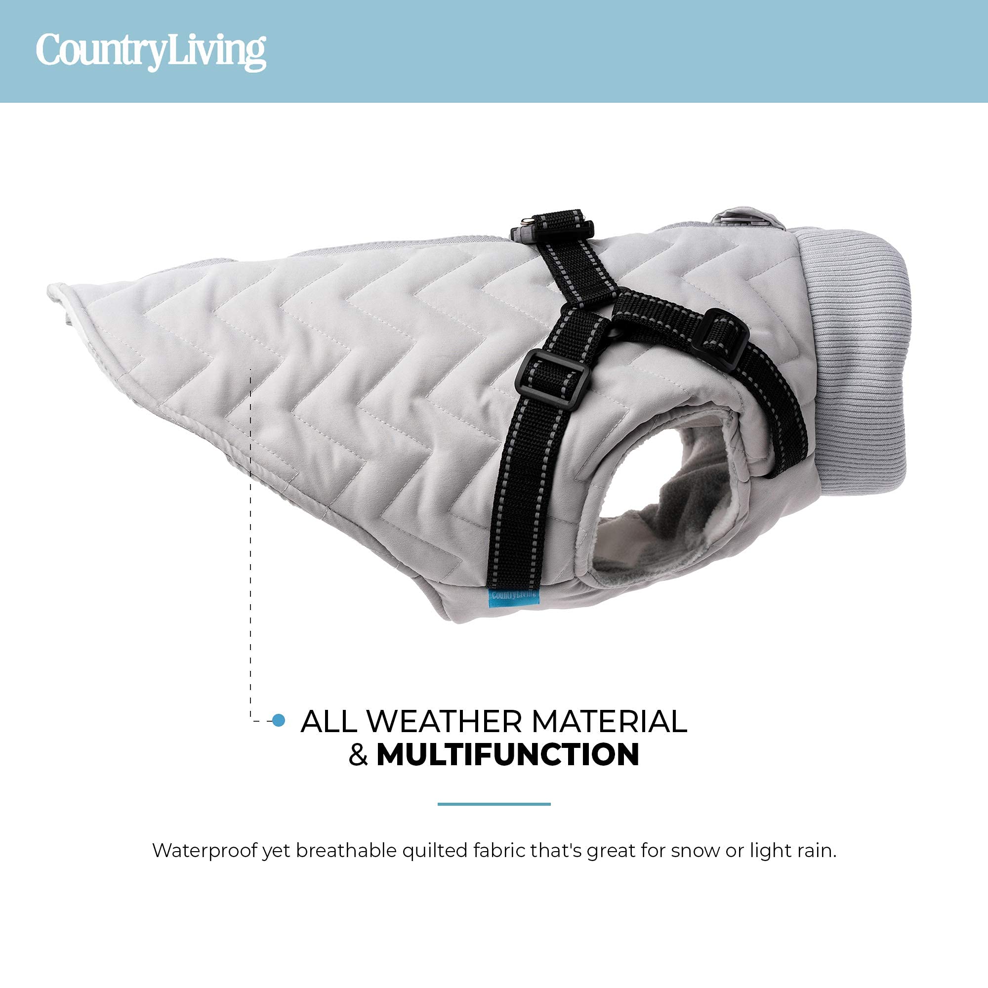 Silver Paw Quilted Dog Jacket with Harness (Built-in), Winter Coats for Dogs, XL