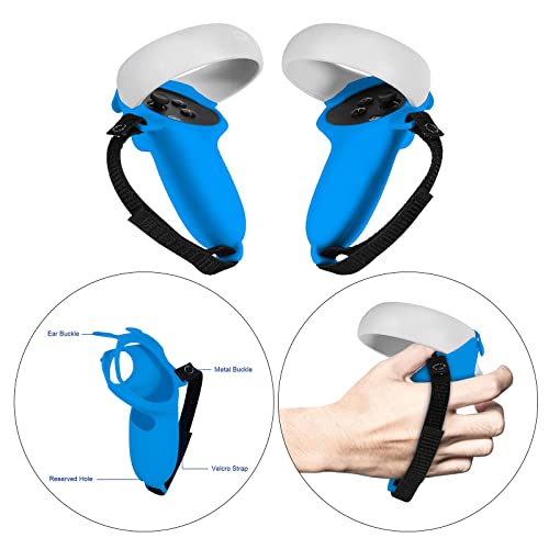 balikha Silicone Touch Controller Grip Protective Cover Sleeve for Quest 2 VR, Ease to Install Remove - Blue