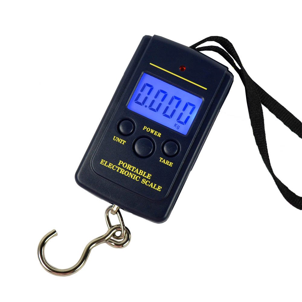 WiseField 88lb/40kg Hanging Scale Luggage Digital Backlight Fishing Pocket Weight, Dark Blue