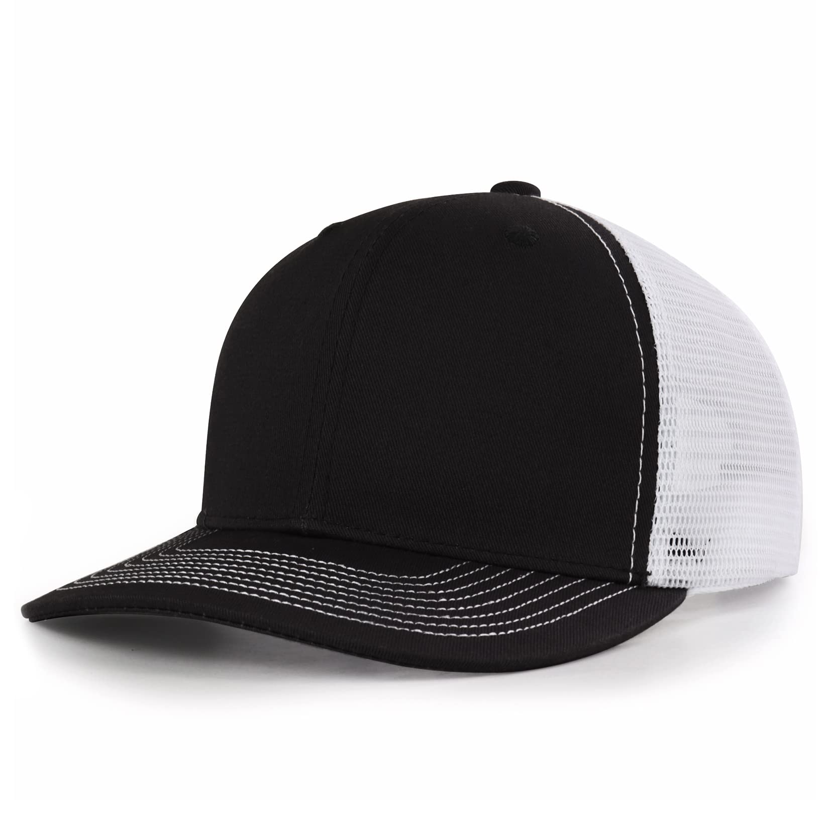 Zoxin 6 Pack Adjustable Snapback Summer Trucker Hats Blank Mesh Back Baseball Caps for Men Women (Black and White)