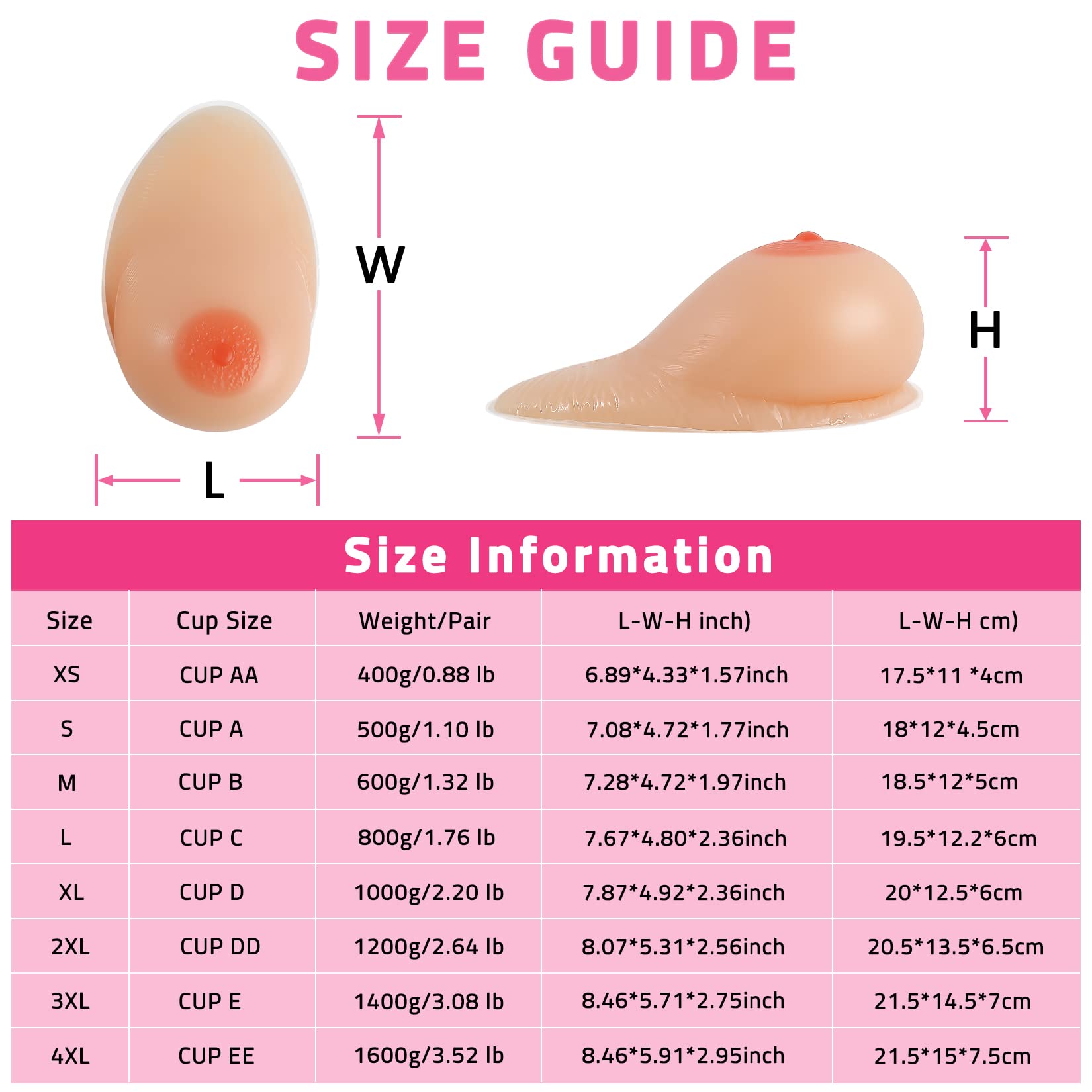 Vollence B Cup Long Tail Shape Silicone Breast Forms Fake Boobs Crossdresser Transgender Cosplay Mastectomy Prosthesis Bra Pad Enhancers