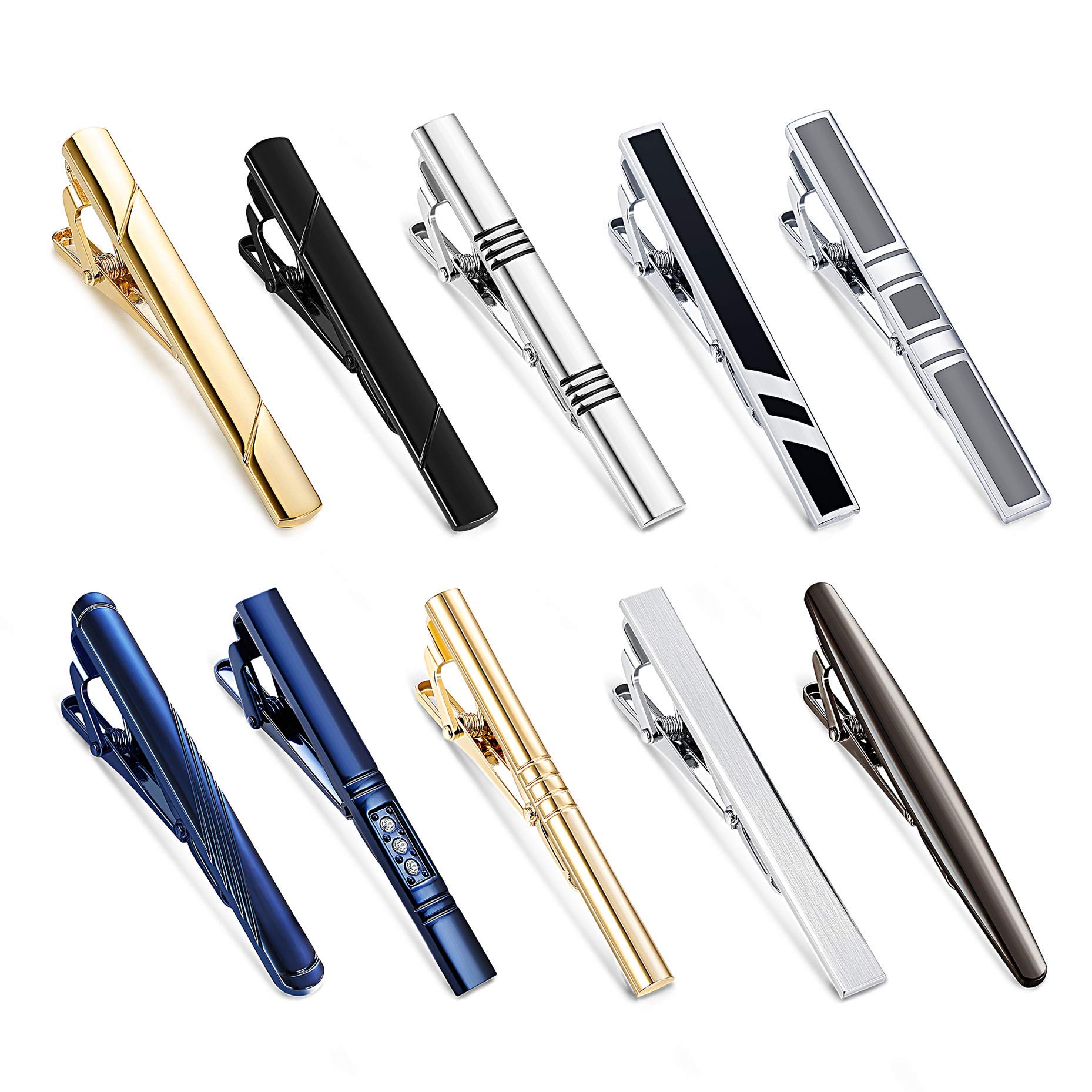 YADOCA Tie Clips Set for Men Regular Classic Tie Bar Clips Pinch Wedding Business Tie Clips with Gift Box