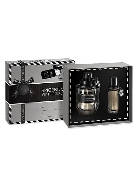 Viktor & Rolf Spicebomb for Men Hard Box 2 Piece Set (3.0 Ounce Eau de Toilette Spray + 0.68 Ounce Eau de Toilette Spray) (T589253)