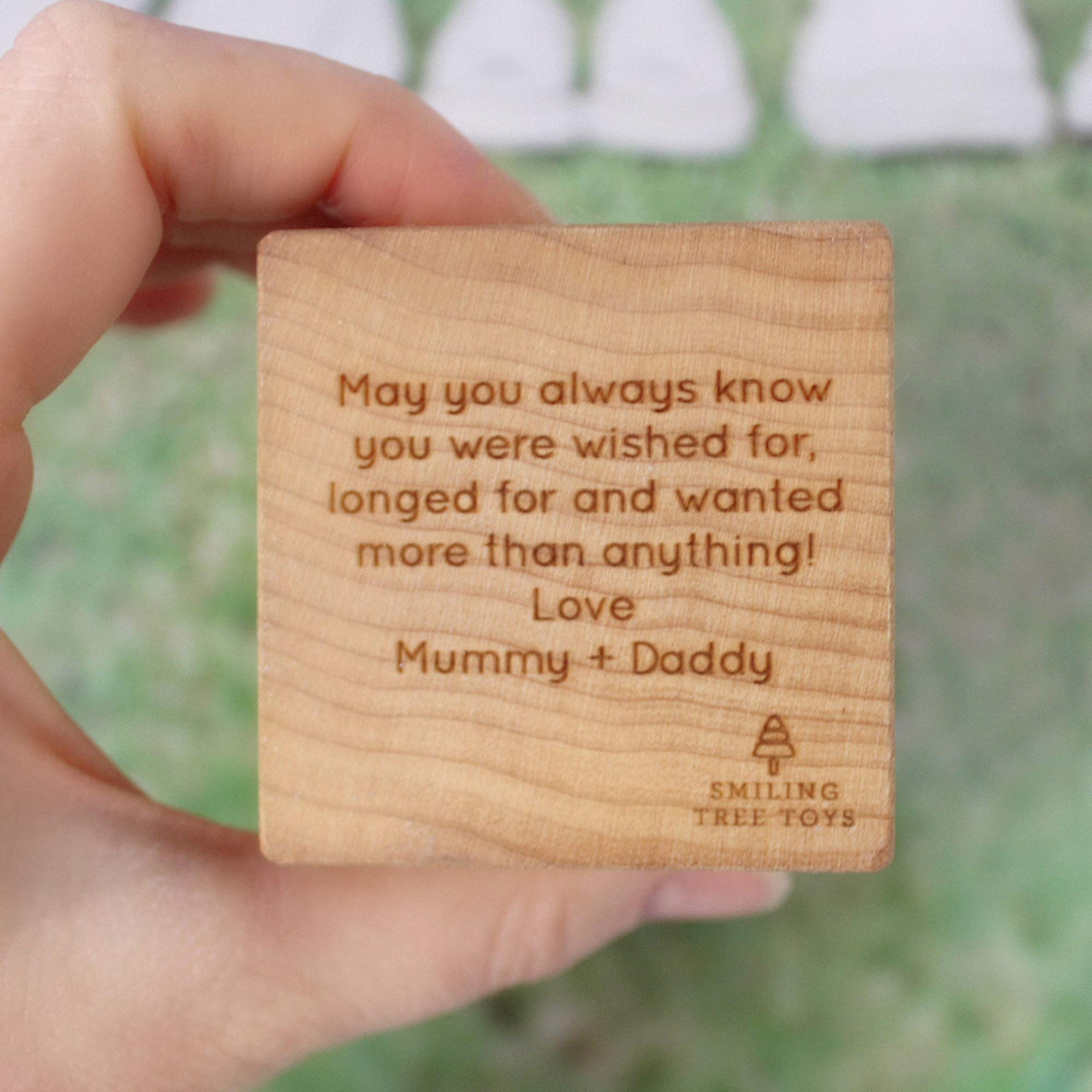 Smiling Tree Toys Customizable Keepsake Birth Blocks. All Natural, Wooden, Personalized Heirloom Gift for Baby or Toddler (Girl Block)