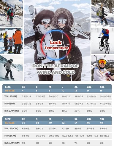 Wespornow Women's-Snow-Ski-Pants for Winter Outdoor Fleece-Lined-Water-Resistant-Hiking-Insulated-Pants with Zipper Pockets(Grey,Medium