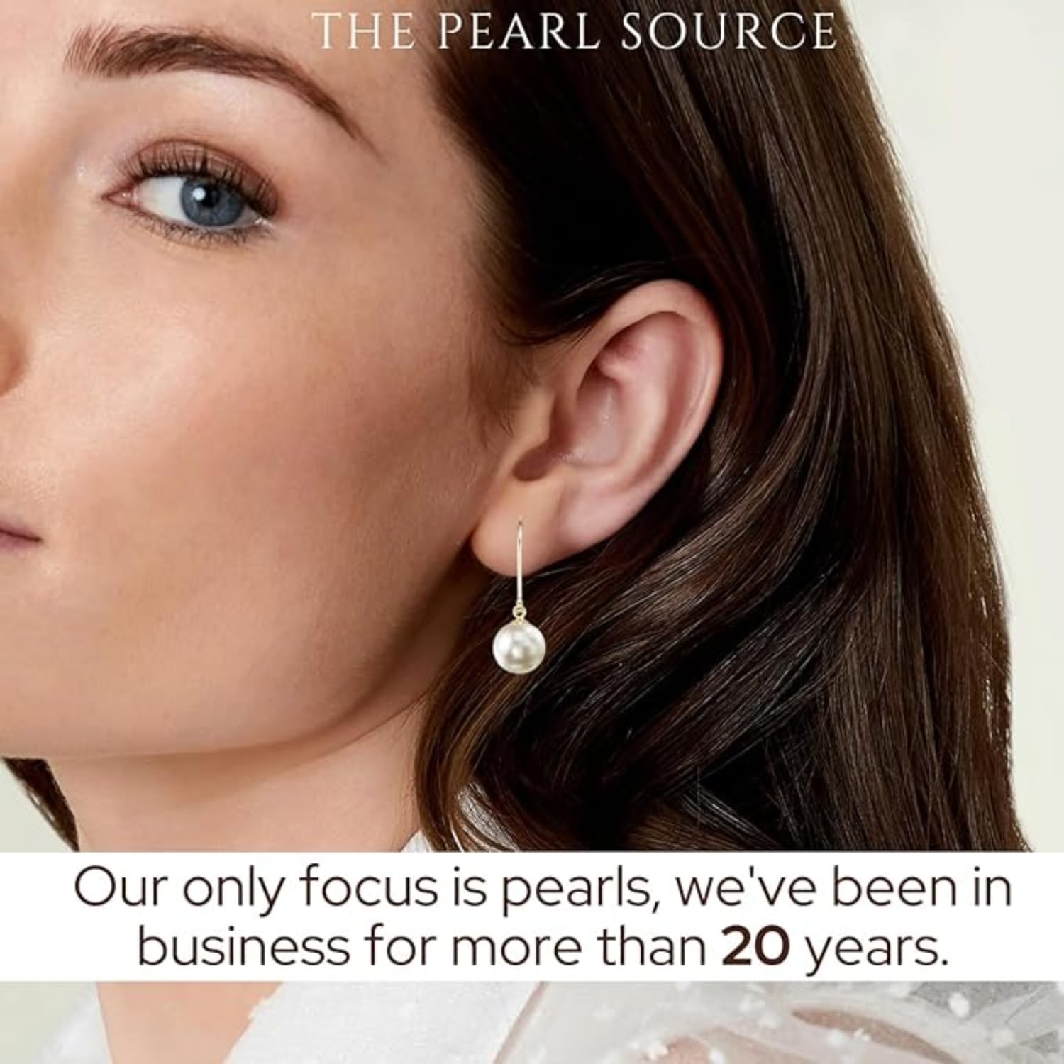 THE PEARL SOURCE AAAA Quality White Round Freshwater Cultured Pearl Hypoallergenic Earrings for Women | 14K Gold Leverbacks Earring | White Gold | 8.0-8.5mm