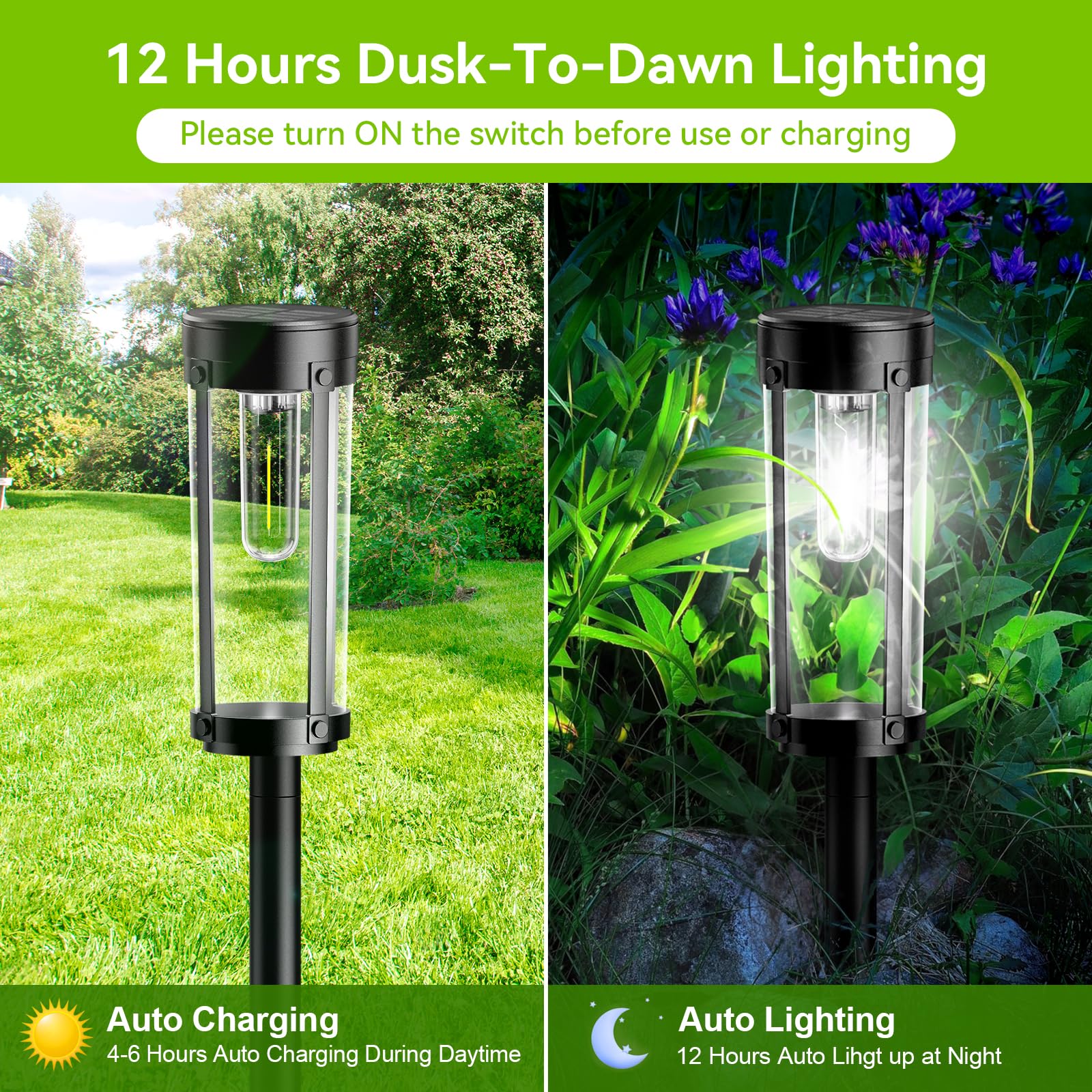WdtPro Solar Lights for Outside Pathway 8 Pack, Super Bright Over 12 Hours Solar Walkway Driveway Lights, Waterproof Outdoor Solar Lights for Yard Garden Path Patio (Cool White)