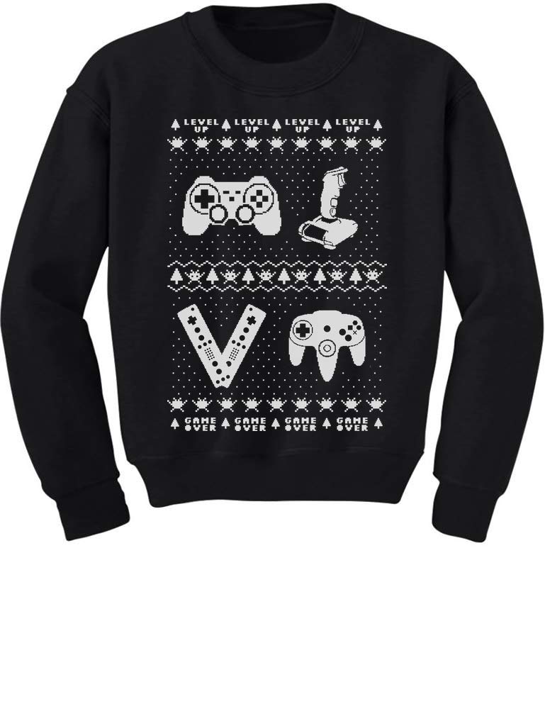 Tstars Gamer Retro Ugly Christmas Sweater Xmas Party Youth Kids Sweatshirt Large Black