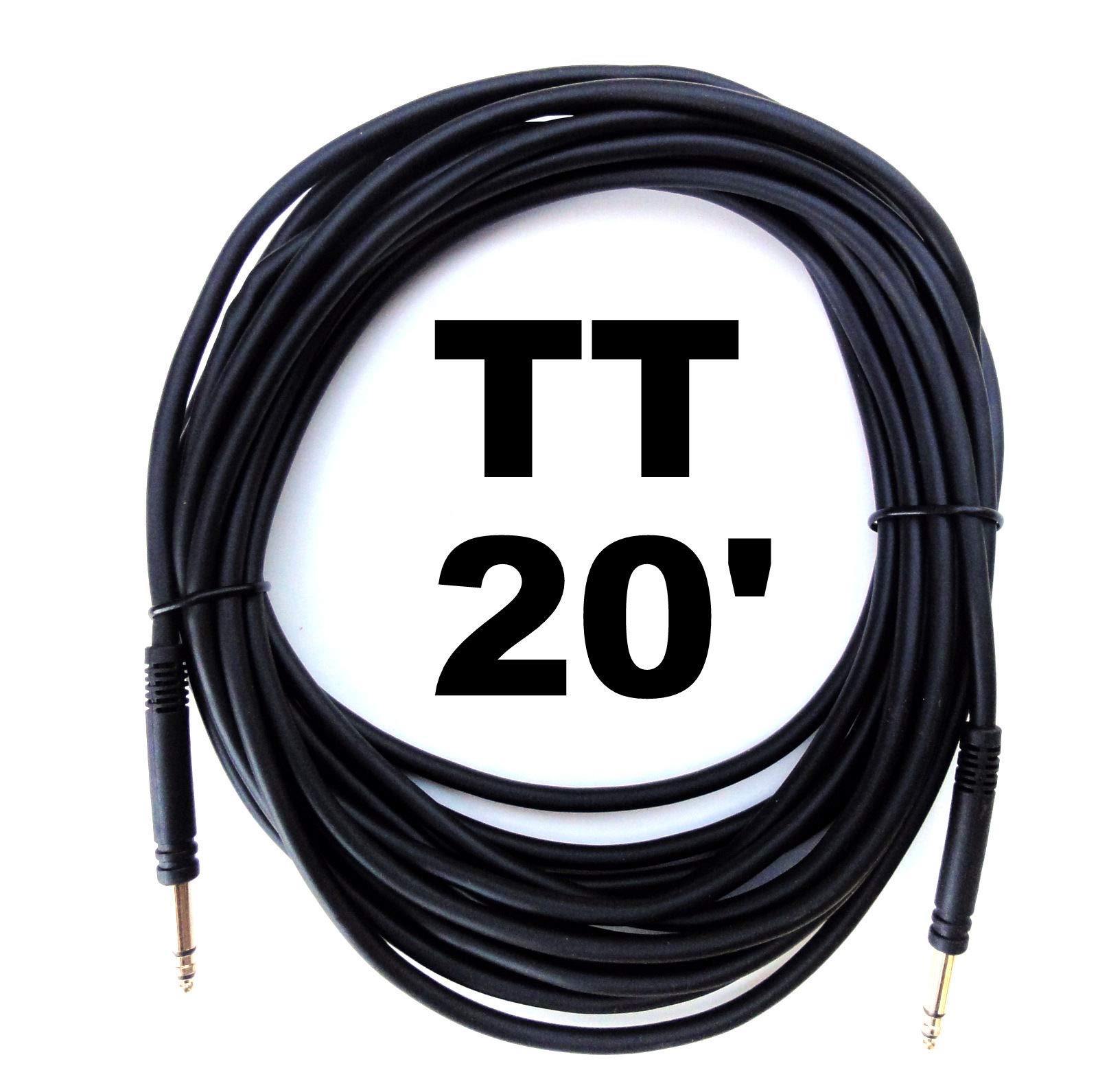 TT Bantam 20 Foot Gold Plug Patch Cable Cord - Quad Core - Black
