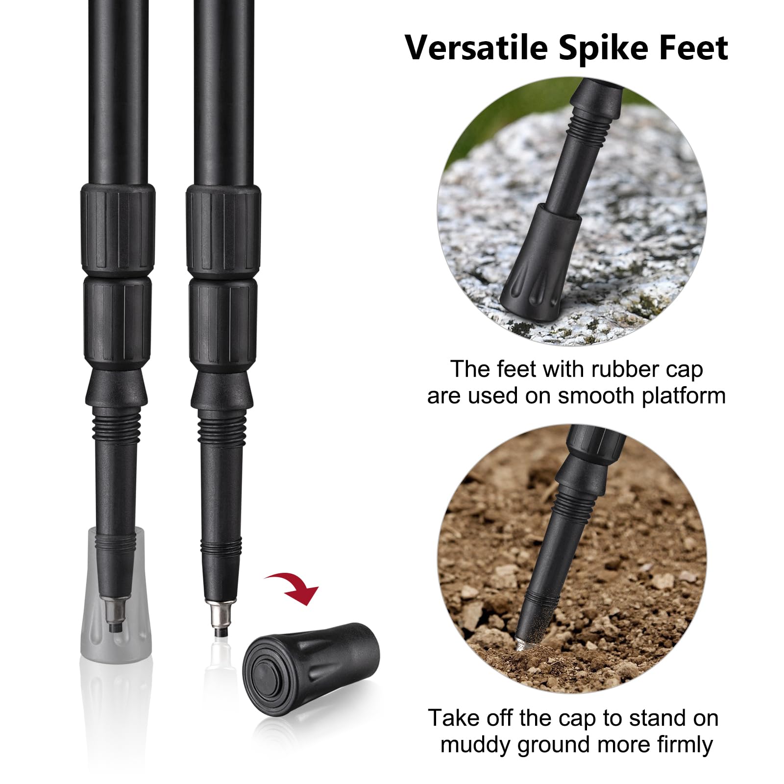 Trakiom Bipod Shooting Sticks for Hunting, Shooting Bipod for Hunting, Adjustable Bipod Shooting Rest, Rifle Bipod with 360° Rubber V Yoke Rest, Twist Lock, Lightweight Aluminum Frame and Spike Feet