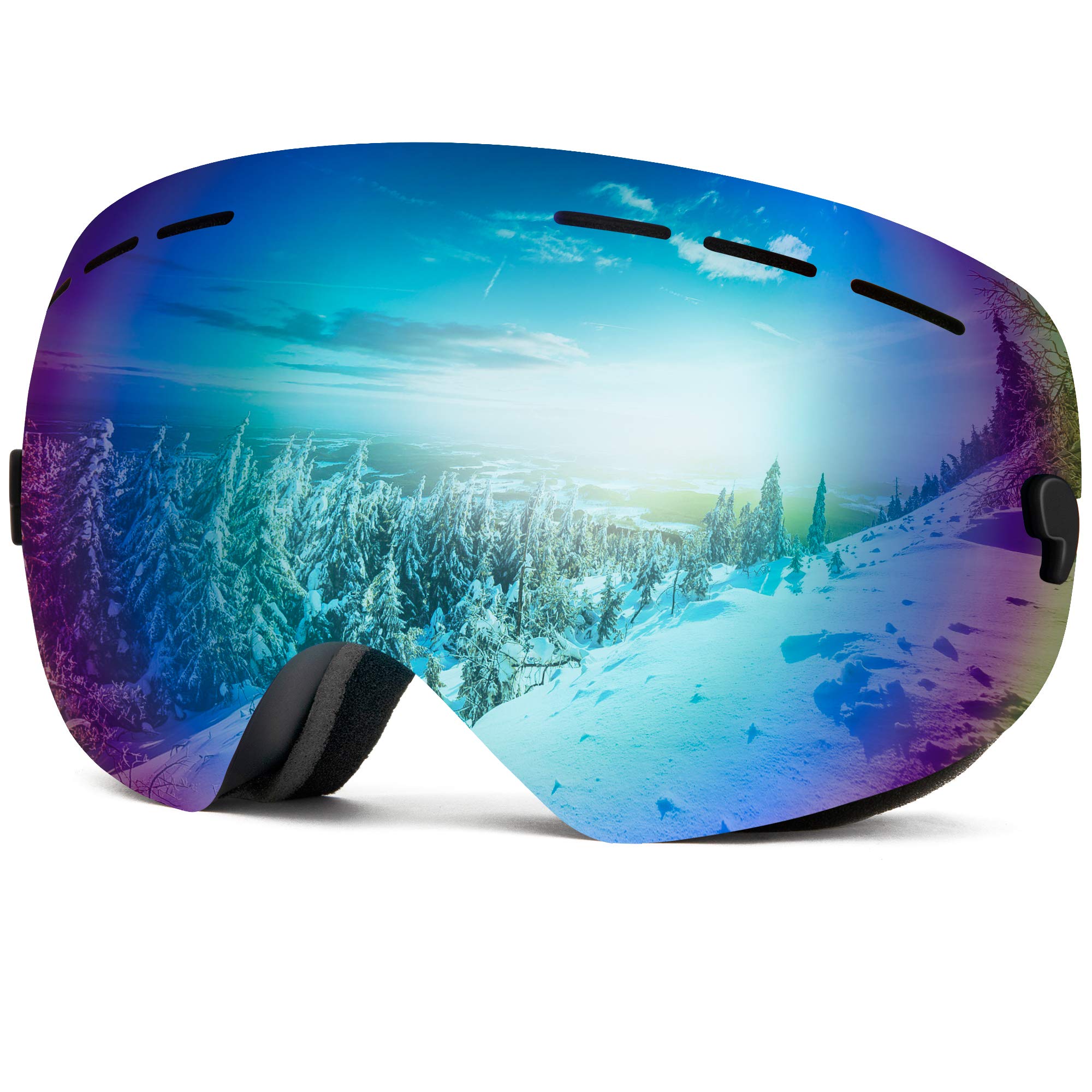 Wantdo Ski Goggles Frameless Spherical Snowboard Goggles Revo Ice Blue,VLT 22%