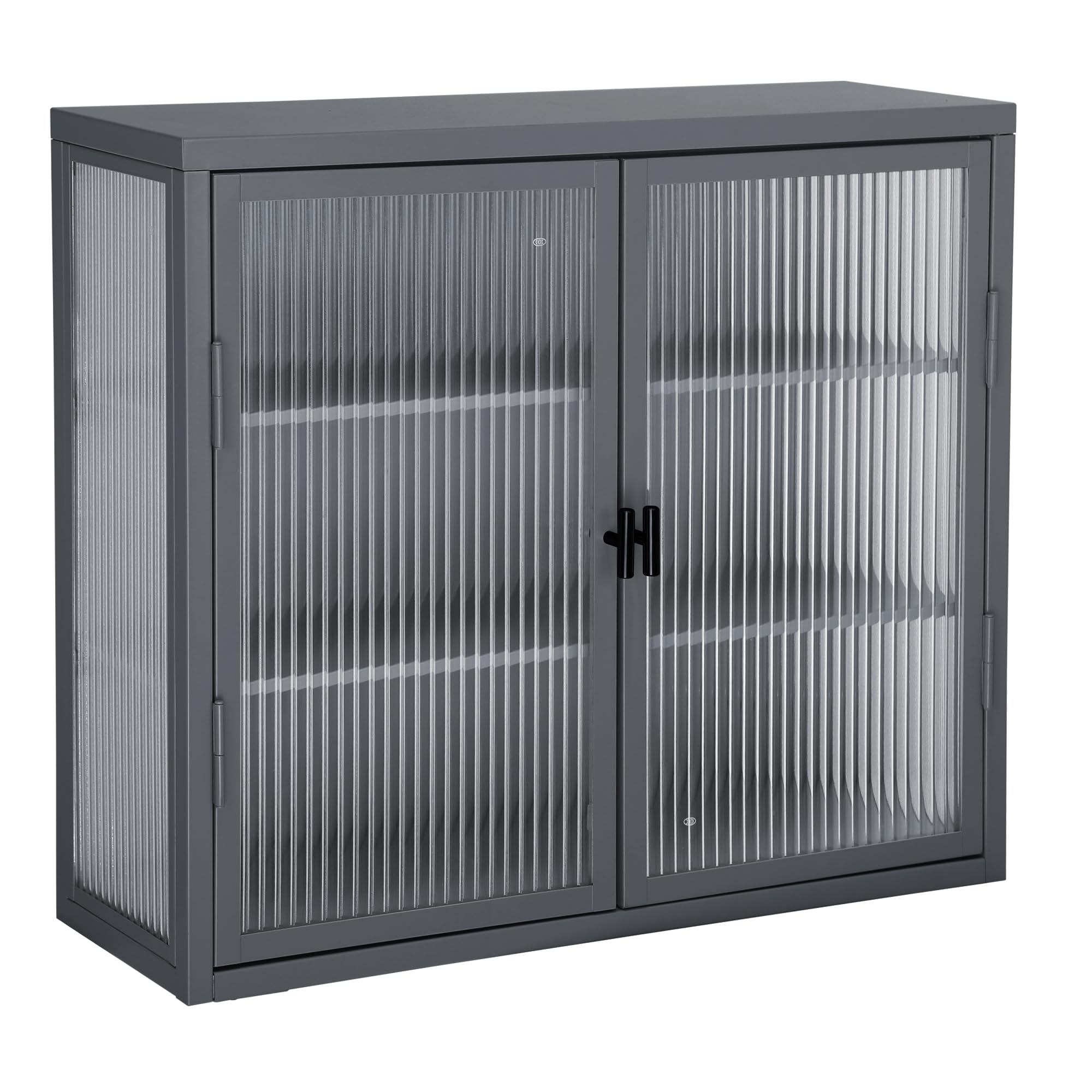 Zenaha Simple Modern Retro Double Glass Door Wall Mounted Cabinet with Removable Shelves Kitchen and Bathroom Wall Mounted Cabinet Storage Cabinet Shelves