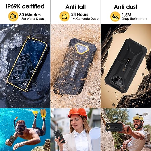 Ulefone Armor X13 Rugged Phone, 12+64GB, 50MP Rear Camera, 24MP Night Vision Camera, Android 13 OS Rugged Smartphone, 6.52β Screen, 6320mAh, NFC, GPS, Dual 4G Unlocked Phones- Orange
