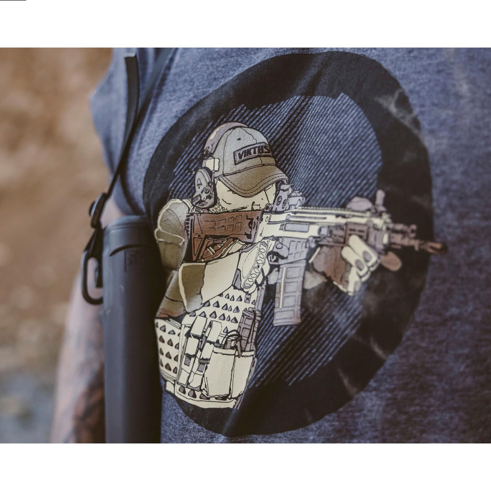 VIKTOS Men's V Shooter Tee | Lightweight Breathable Durable Soft Comfortable Casual T-Shirt with Screen-Printed Graphic, Charcoal Heather, L