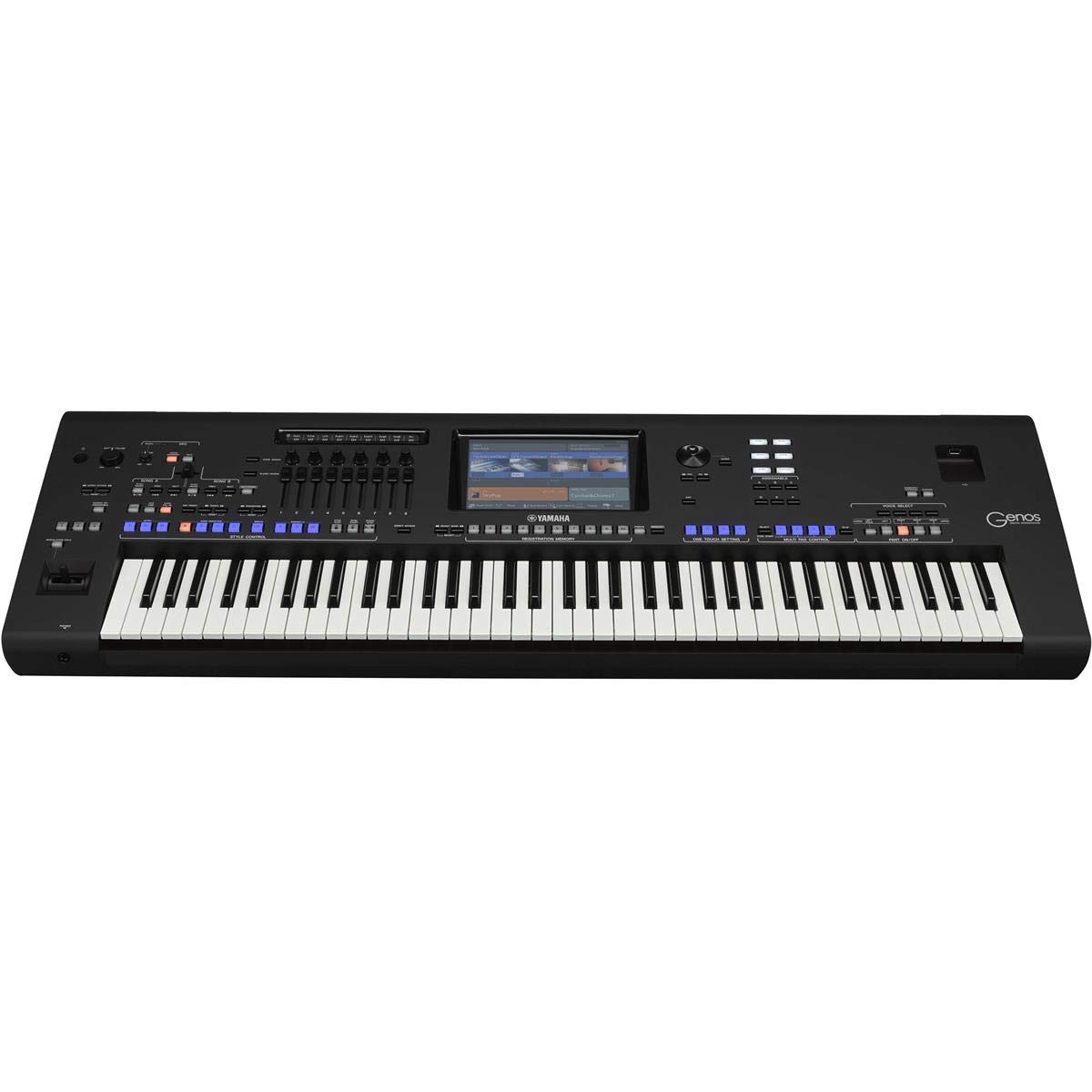 Yamaha Genos 76-Key Flagship Arranger Workstation Keyboard - Bundle with Ultimate Medium X-Style Keyboard Bench, H&A Studio Monitor Headphones, Ultimate X-Style Stand, Keyboard Sustain Pedal