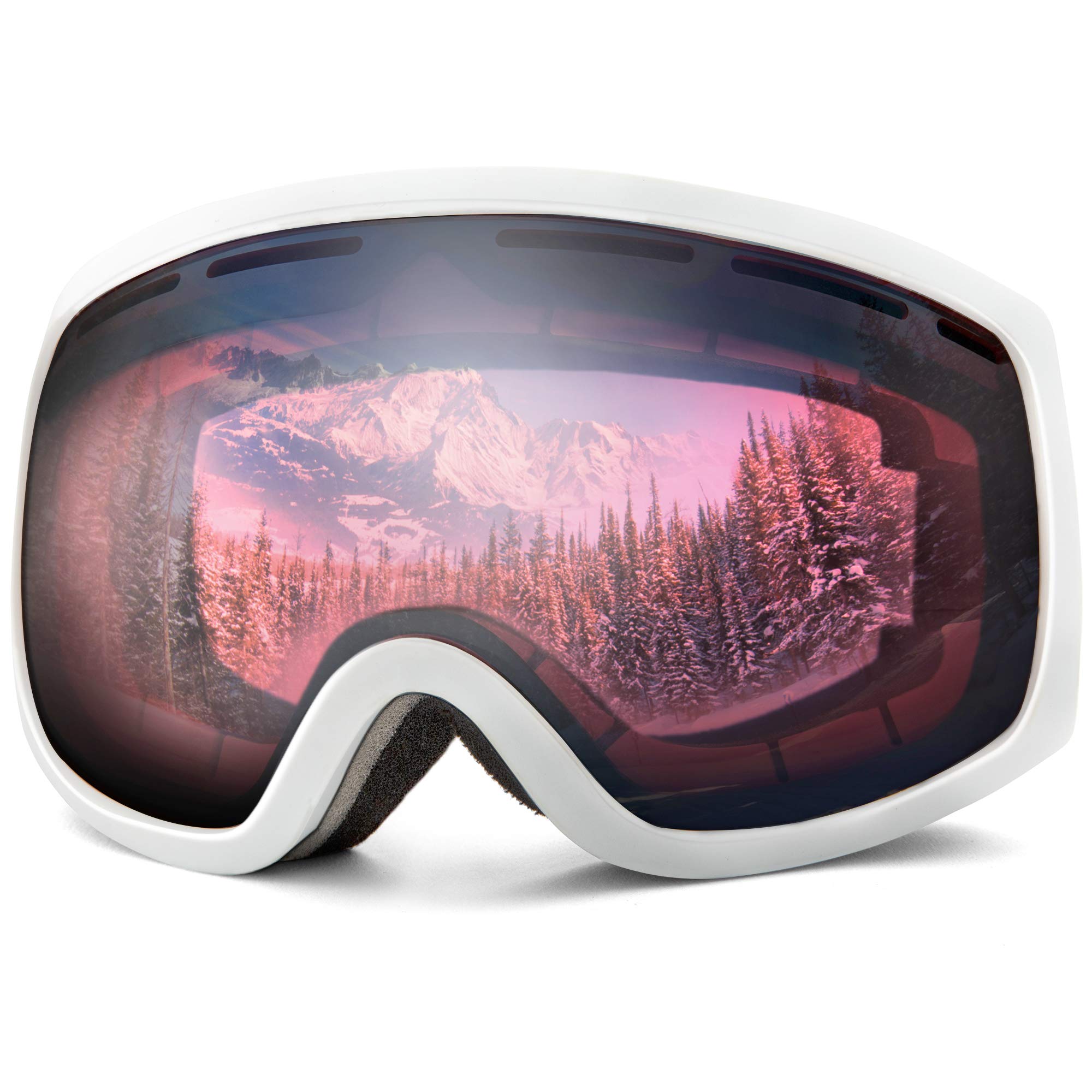 Wantdo Spherical Ski Goggles Double Layer OTG Snow Goggles Skiing Rose,VLT 46%