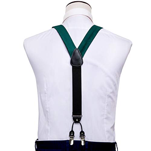 YOHOWA Men Suspenders Bowtie Set Stripe 6 Strong Clips Adjustable Y-Back Woven Brace Formal Wedding Party Tuxedo