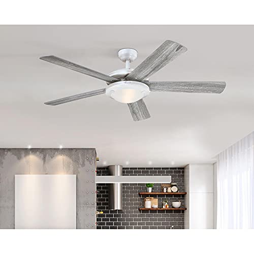 Westinghouse 7305500 Comet LED Ceiling Fan, 52 Inch, White, Frosted Glass