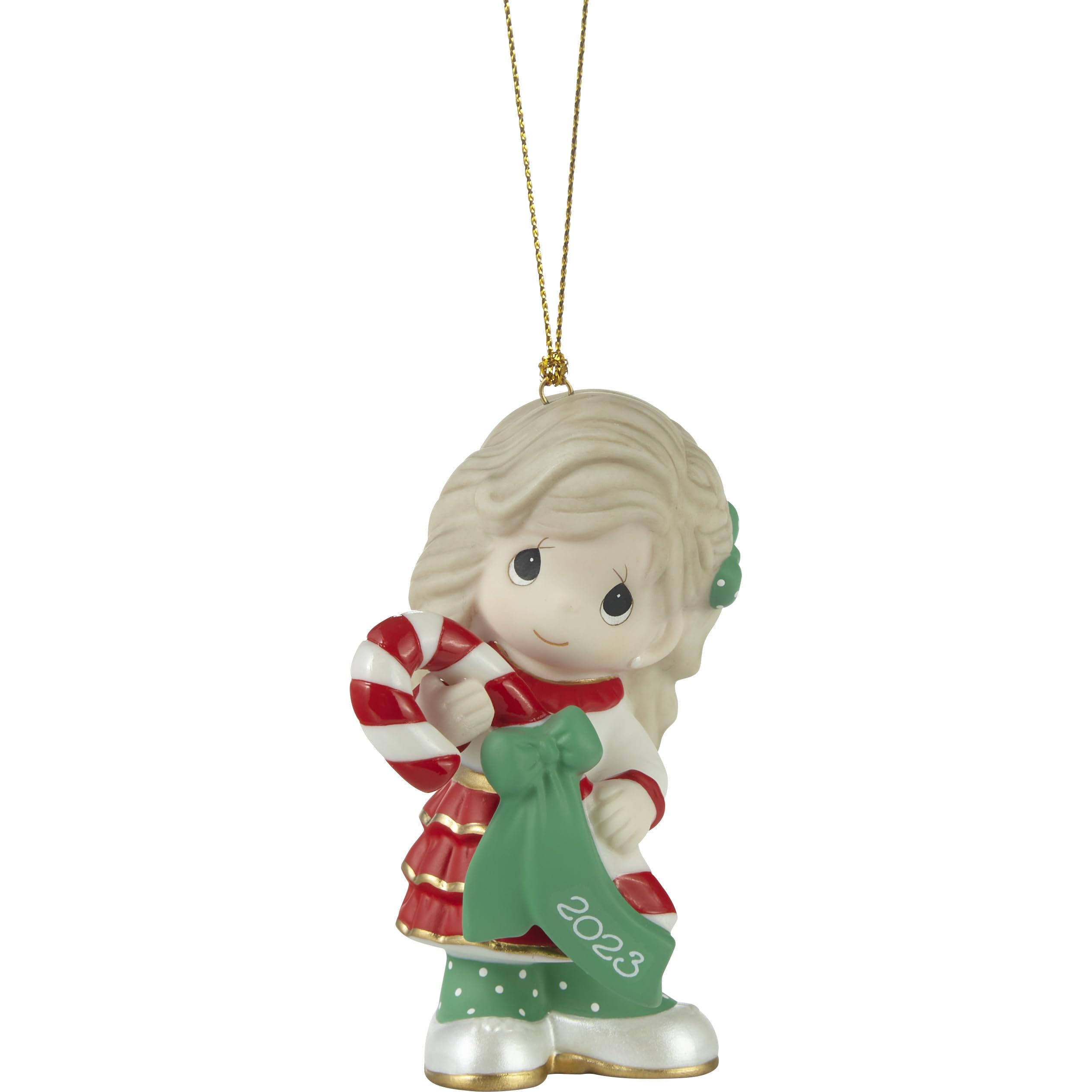 Precious Moments Ornament | Sweet Christmas Wishes 2023 | Dated Girl Bisque Porcelain Ornament | Holiday Decor & Gifts | Hand-Painted