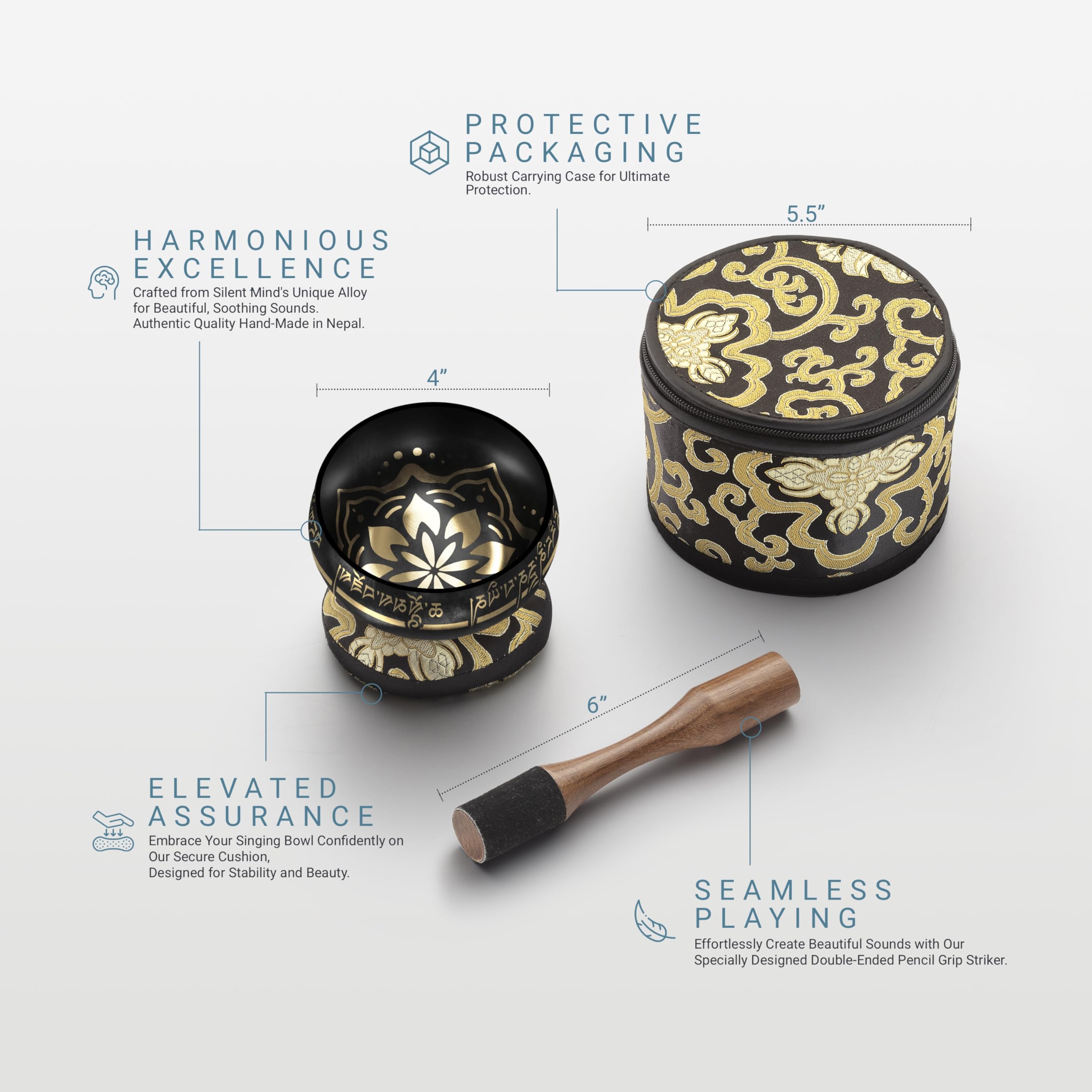 Tibetan Singing Bowl Set β Authentic Hand-Tuned Sound Bowl for Meditation β Complete Meditation Bowl Kit with Cushion, Mallet, Box & Guide β Perfect Tibetan Bell for Yoga, Relaxation, & Sound Healing