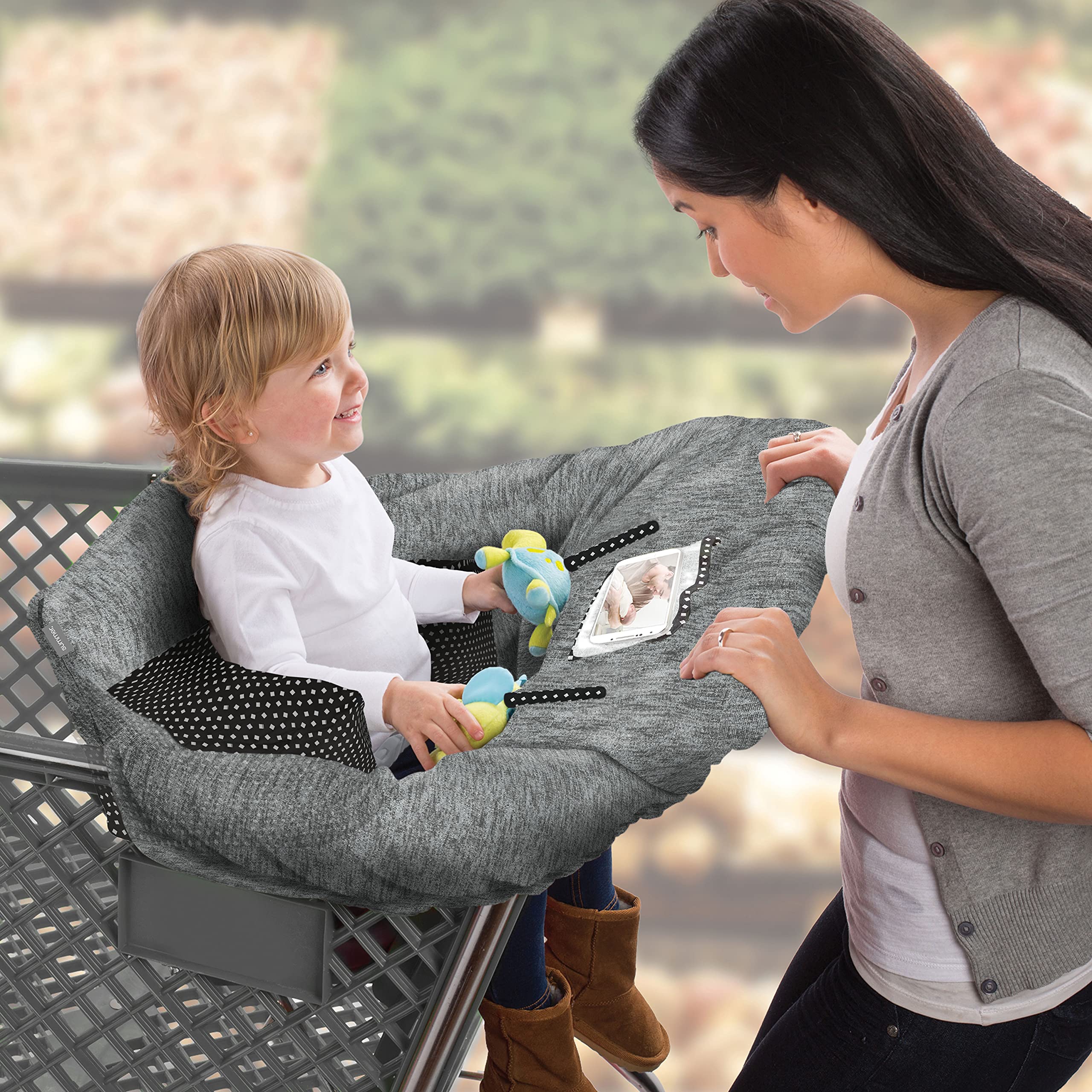 Summer Infant 2-in-1 Cushy Cart Cover and Seat Positioner, Dots and Diamonds