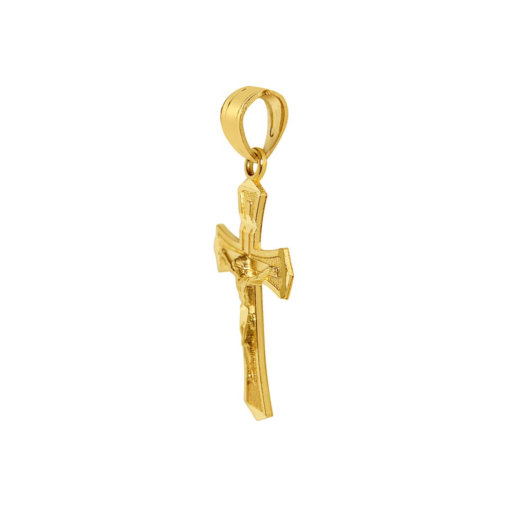 PRECIOUS STARS 14k Yellow Gold Crucifix Religious Cross Charm Pendant
