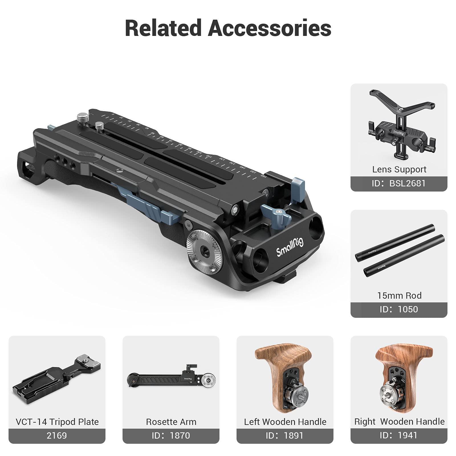 SMALLRIG Quick Release Shoulder Plate for Sony VCT-14 Tripod Adapter with Rosettes - 2837