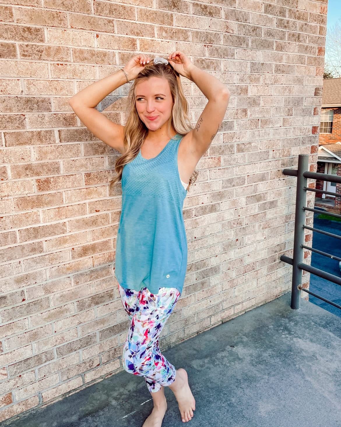 RBX Women's Fashion Yoga Workout Soft Twist Racerback Tank Top Tunic Beach Blue L
