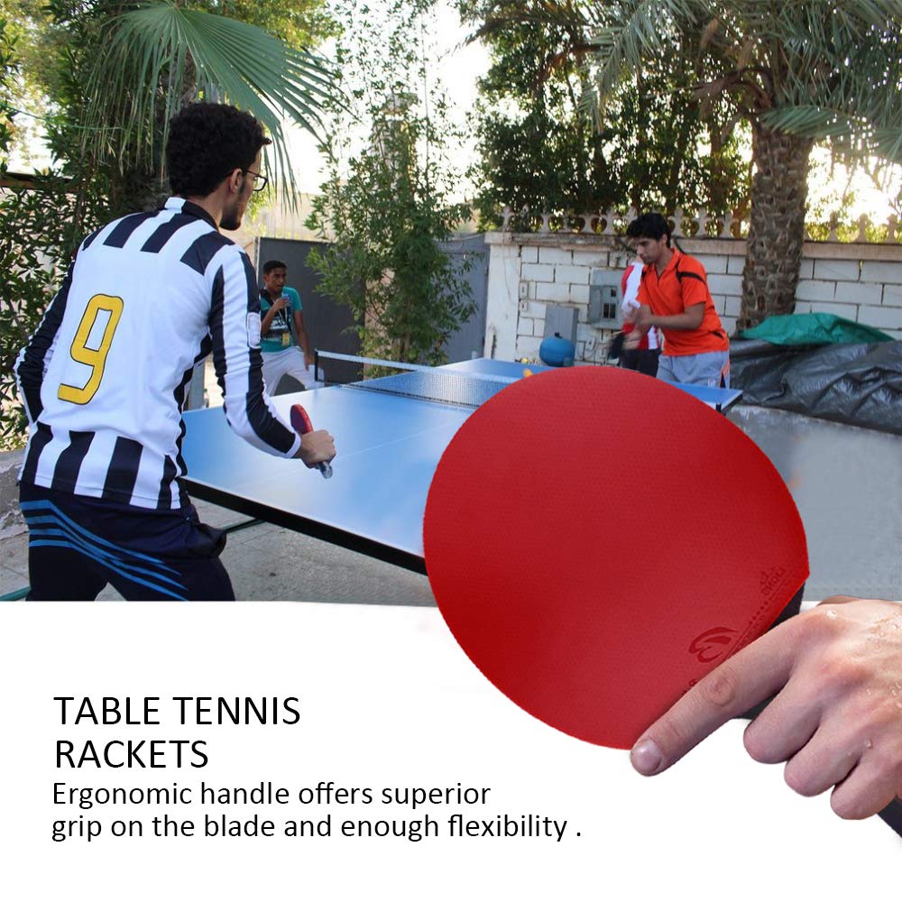 XDDIAS Ping Pong Paddle Set, Portable Table Tennis Racket Sets includes 4 Ping Pong Rackets, 8 Game Balls, 1 Retractable Net, Storage Case for All Ages Indoor Outdoor