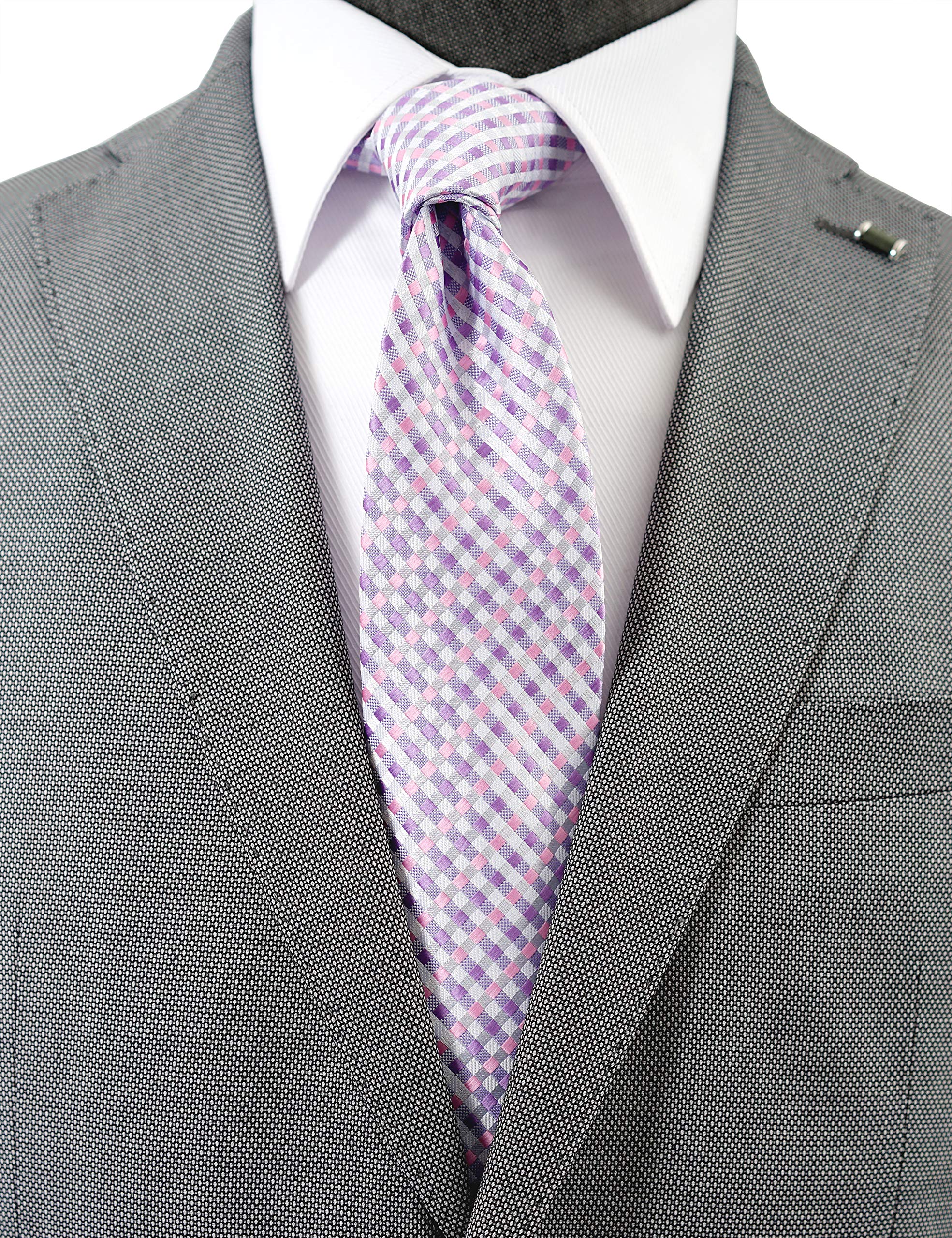 ZENXUS 70 inch XXL Long Neckties, Extra Long Ties for Big and Tall Men, Blue, Grey, Purple, 4-Pack
