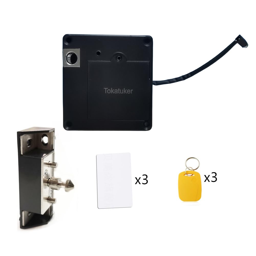 Tokatuker Invisible Cabinet Lock, Hidden NFC Lock DIY RFID Lock Latch with USB Cable Power for Wooden Cabinet Drawer Liquor Cabinet Open and Close Pantry Secret Shelf or Concealed Panel