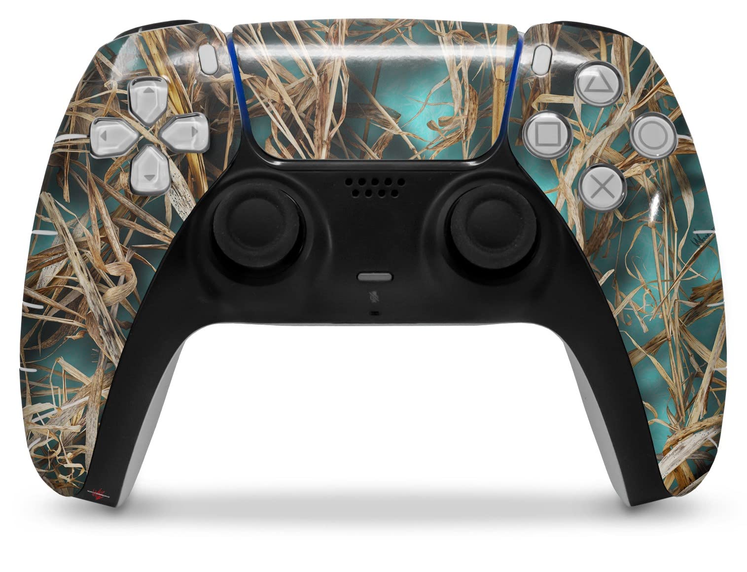 WraptorSkinz Skin Wrap compatible with Sony PS5 DualSense Controller WraptorCamo Grassy Marsh Camo Neon Teal (CONTROLLER NOT INCLUDED)