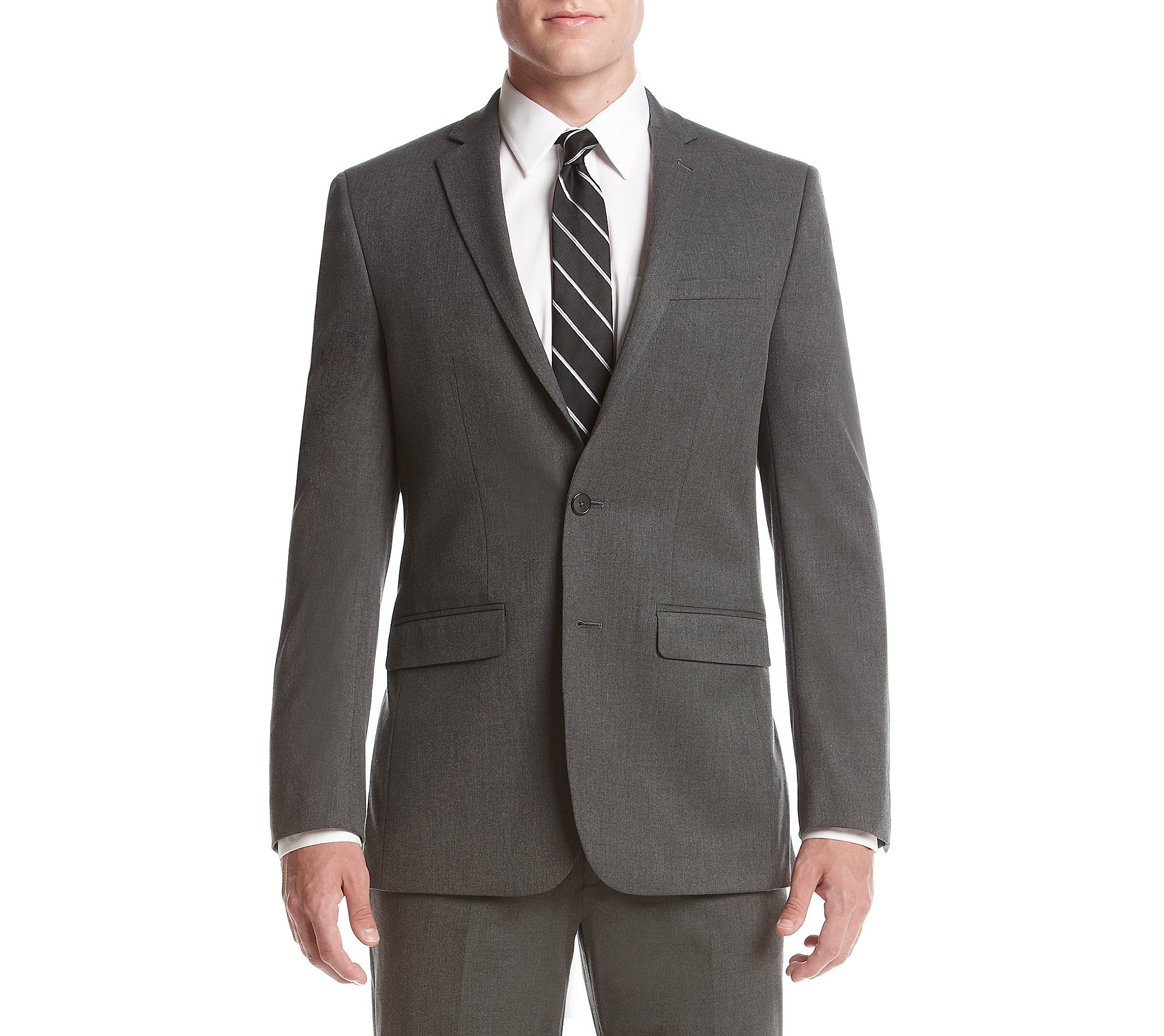 Van Heusen Men's Slim Fit Flex Stretch Suit Separate Pant (Blazer and Pant), Grey Solid, 34Wx32L