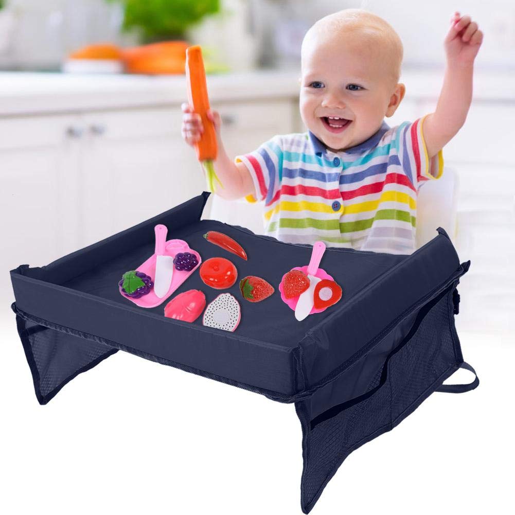 Zerodis Car Tray, Waterproof Baby Infant Stroller Table Desk Storage Holder Car Tray for Kids(Blue)