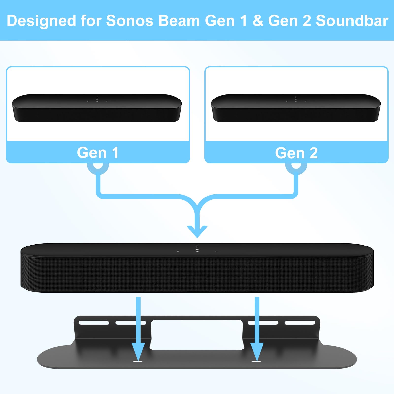 Soundbar Mount for Sonos Beam Wall Mount for Sonos Beam Gen 2 & Gen 1 Smart TV Sound Bar with Hardware kit, Black