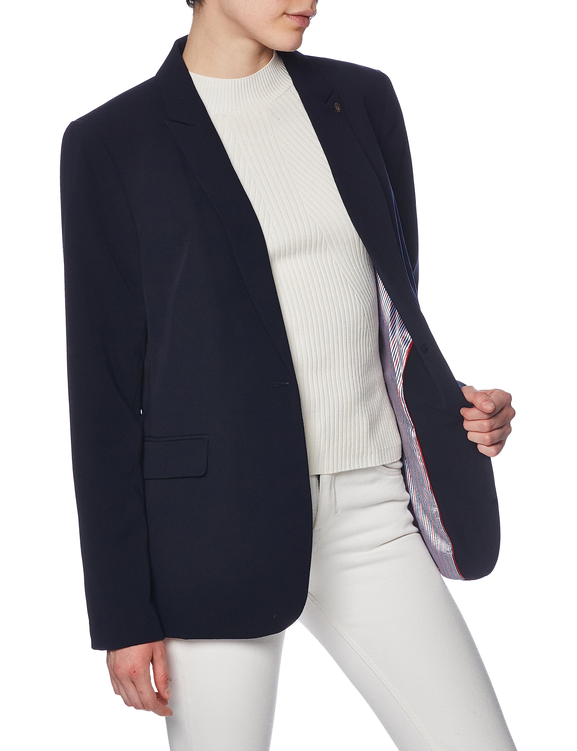 Tommy Hilfiger Women's Blazer β Business Jacket with Flattering Fit and Single-Button Closure, Deep Midnight, 16