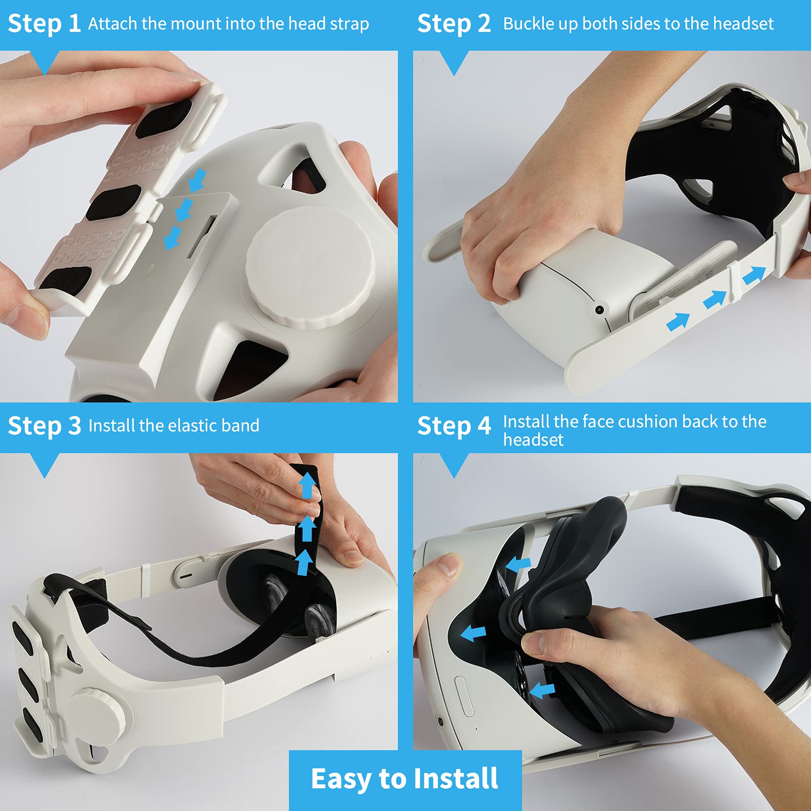Woodooxoo Elite Strap for Oculus Quest 2 Accessories, Adjustable Head Strap with Power Bank Holder Comfortable Headband Enhanced Support and Reduce Pressure in VR Gaming (Headset Not Included)
