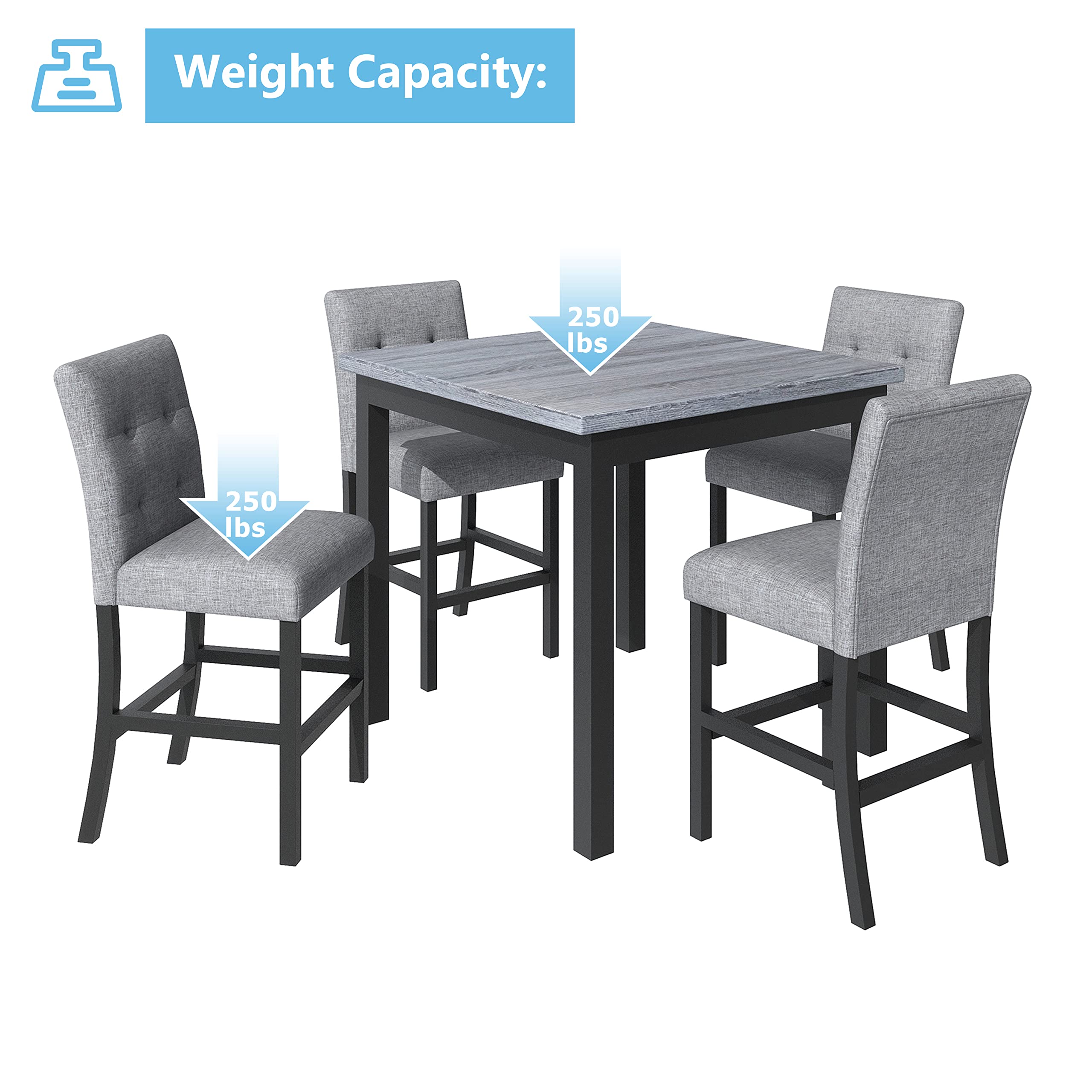 Voohek 5-Piece Rectangular Dining Table Set with 4 X-Back & Rounded Corners Chairs, Solid Wood Kitchen Furniture w/Anti-Slipping Protectors, for Small Spaces, Black+Cherry
